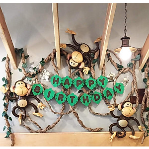 Inflatable Monkeys (4 Pack) 27 Inch Large Monkeys Inflatables For Jungle Decor, Safari Birthday Decorations, Kids Animal Party Supplies, Baby Shower Favors By 4E's Novelty