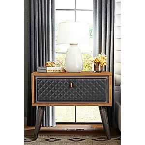 Armen Living Coco Single Drawer with Nightstand, Black/Balsamico