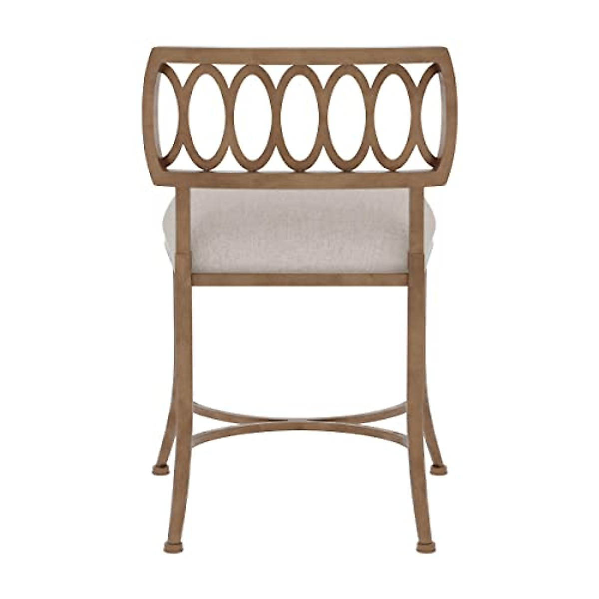 Hillsdale, Canal Street Metal Vanity Stool with Interlocking Oval Back Design for Makeup Room or Bathroom, Golden Bronze