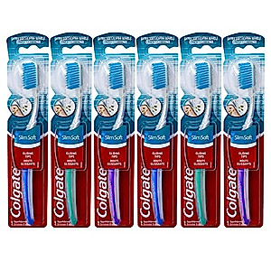 Colgate Slim Soft Ultra Compact Toothbrush, Extra Soft (Colors Vary) - Pack of 6