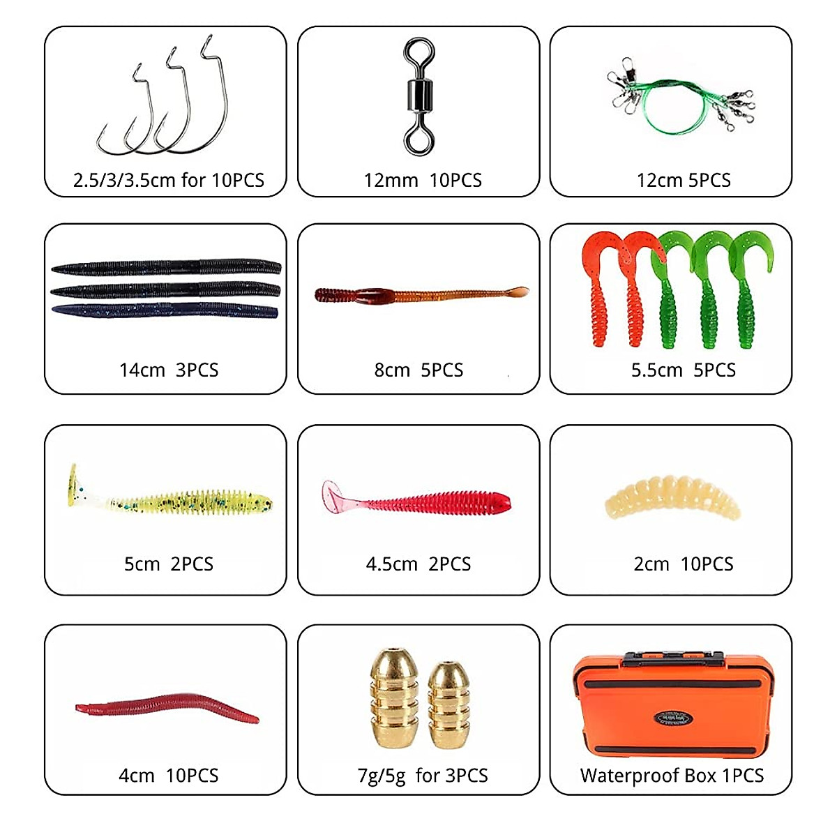 U/D 27/79 /117 PCS Fishing Hooks Lures Baits Tackle Including Crankbaits, Spinnerbaits, Plastic Worms, Jigs, Topwater Lures, Tackle Box and More Fishing Gear Lures Kit Set (117)