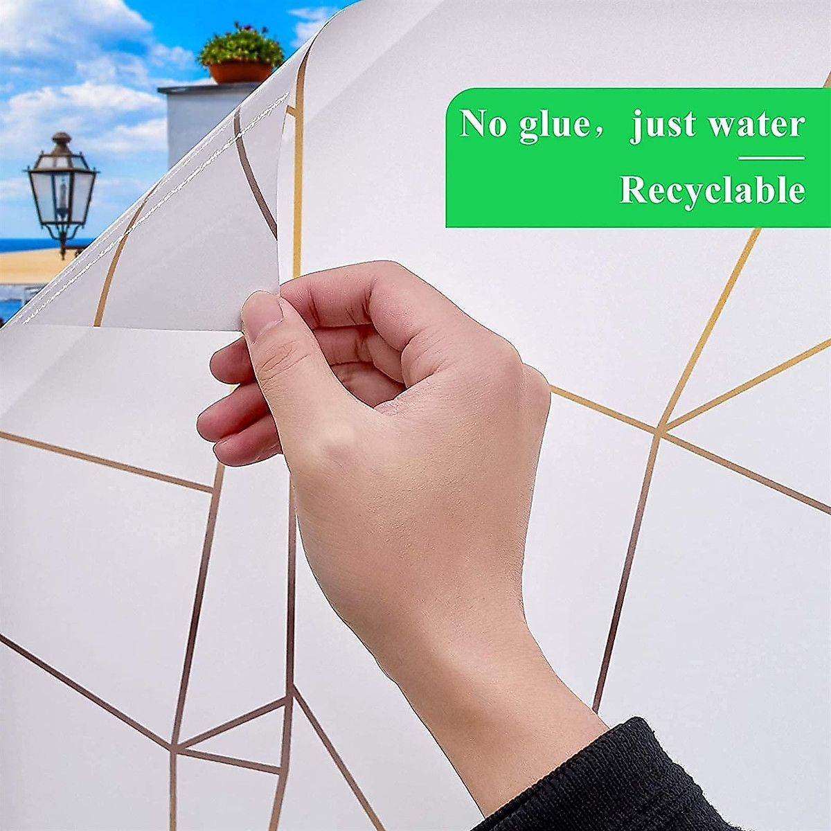 Window Film Window Decal Window Privacy Film Frosted Glass Window Clings, Static Cling Adhesive Stained Glass Vinyl Film for Home Heat Control Window Stickers Privacy Window Decal (Size : 60x100 cm)