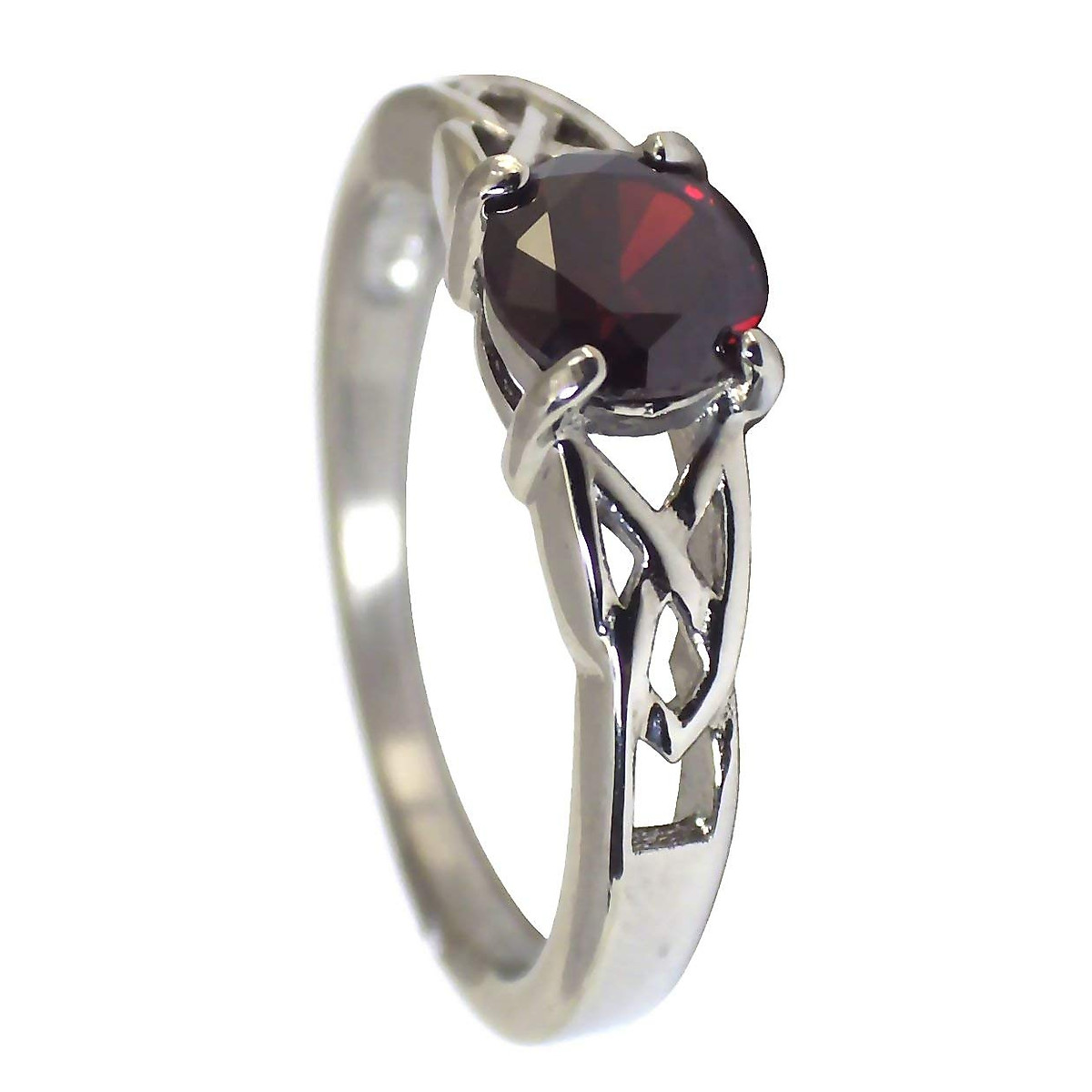 Fantasy Forge Jewelry Womens January Birthstone Celtic Ring Red Cubic Zirconia Size 9