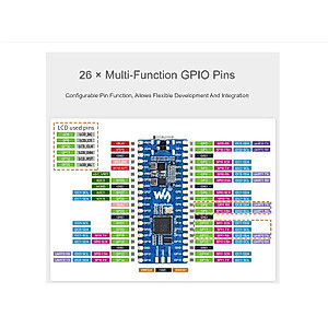RP2040-LCD-0.96-M Mini Board High-Performance Pico-Like MCU Board with Pre-Soldered Header Based on Raspberry Pi Microcontroller RP2040,Onboard 0.96 inch LCD,USB-C Connector,Low-Cost