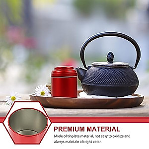 Containers with Lids Tea Canister Sealing Tea Jar Small Tea Tinplate Sealed Tea Storage Tin Sealing Tea Container Tea for Loose Tea Coffee Bean Sugar Salt (Red) Red