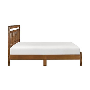 Lexicon Bed Frame with Headboard, Mid Century Modern Bed Frame with Spindle Headboard, Wood Platform Bed Frame Mattress Foundation No Box Spring Needed, Queen Bed, Caramel