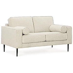 Signature Design by Ashley Hazela Contemporary Loveseat with 2 Bolster Pillows, Beige