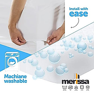 Merissa Premium Mattress Protector, Made from Cotton Terry - Vinly Free, Breathable, Water Resistant, Twin XL Size, White