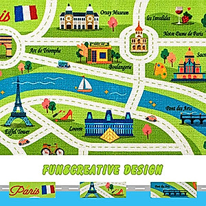 Kids Rug Play mat for Toy Cars,Fun Country Rugs with Roads for Bedroom and Kidrooms,Car Rug to Have Fun on,Area Rug Mat with Non-Slip Backing,Car Mat Great for Playing with Cars and Toys