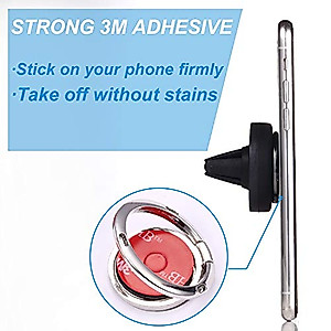 Rngeo Finger Ring Stand & Magnetic Mount Set, Pack of 4 Universal Thin 360 Degree Rotation Phone Rings & Air Vent Cell Phone Holder for Car, Compatible with All iPhone & Android Smartphones