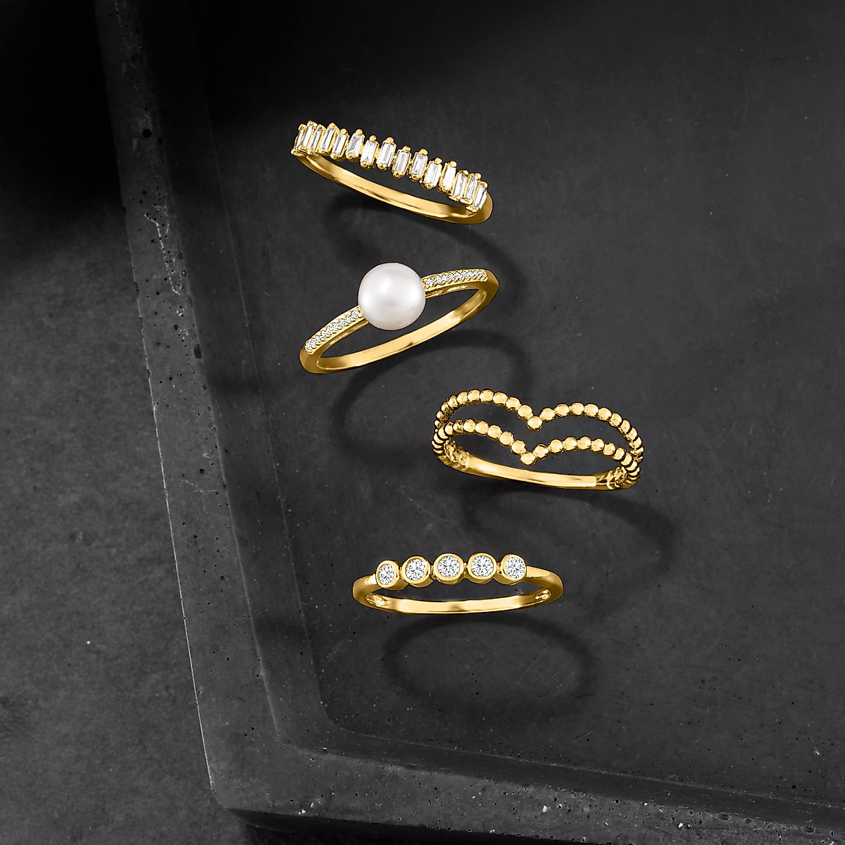 RS Pure by Ross-Simons 6mm Cultured Pearl Ring With Diamond Accents in 14kt Yellow Gold. Size 6