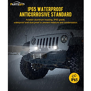Partsam 3 Inch White Pods Light With DRL 2 Modes 16W Waterproof Cubes Offroad Work Cree LED Pods Spot Flood Ditch Fog Lights for Pickup Truck SUV ATV UTV Boat Forklift 4x4 Motorcycle, Pack of 2