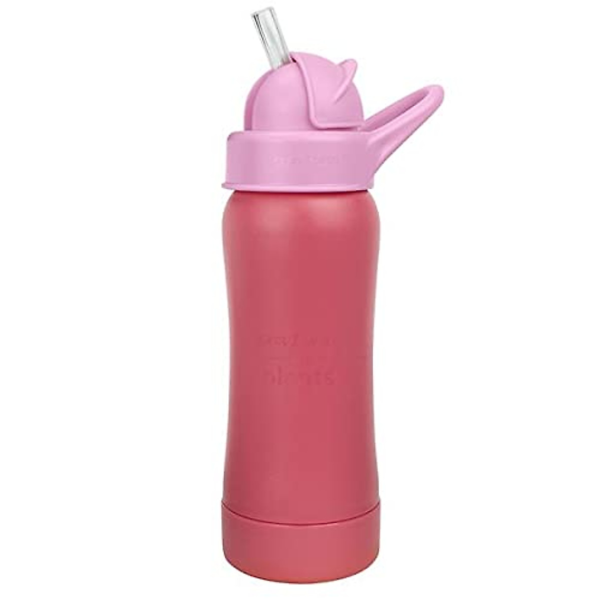 green sprouts Sprout Ware Straw Bottle, Safer Plant-Based Bottle, Non-Spill Flip Cap with Silicone Straw, No BPA, BPS, BPF, or Melamine, Pink
