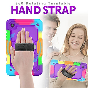 ausleben Case for Samsung Galaxy Tab A7 Lite case 8.7 inch 2021 SM-T220/SM-T225.Full Body Protection Case with Built-in Screen Protector Pen Holder [360 Rotating Hand Strap] (ColorfulPurple)