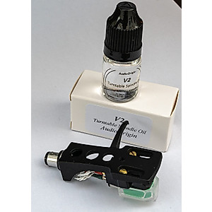 Black Headshell with AT VM95e Elliptical Stylus, Cartridge, Silver Litz Connections and V2 Pro Lube for Technics SL1200, SL1210, SL1600, SL1610, SL1700, SL1800, SL1810, SL3200, SL3300, SL3350
