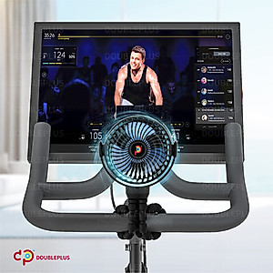 DoublePlus Fan Compatible With Peloton Bike & Bike Plus, Most Exercise bike & Treadmill, 360 degree Flexible Tripod with 3 Speed, Upgrade Battery Powered, Clip Fan, Accessories for the Bike