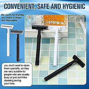 Lasnten 400 Pcs Disposable Razors Bulk Individually Wrapped Twin Blade Razors with Clear Safety Cap Stainless Steel Shaving Razor for Women Men Hotel Shelter Homeless Nursing Home (White, Black)