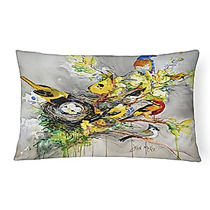 Caroline's Treasures JMK1024PW1216 Spring Birds Canvas Fabric Decorative Pillow, 12H x16W, Multicolor