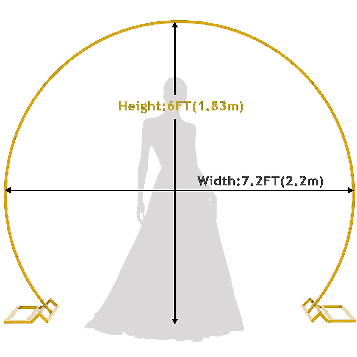 Fomcet 7.2FT Round Backdrop Stand Gold Metal Circle Balloon Wedding Arch Decoration Frame for Anniversary Ceremony Baby Shower Birthday Party Reception Photo Background Candy Tables Backdrop