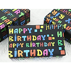 Happy Birthday Wrapping Paper For Kids Girls Boys Women Men, Gradient Color Gift Wrap Papers, Wrapping Paper Birthday 4 Sheets Folded Flat 20x28 inches per sheet