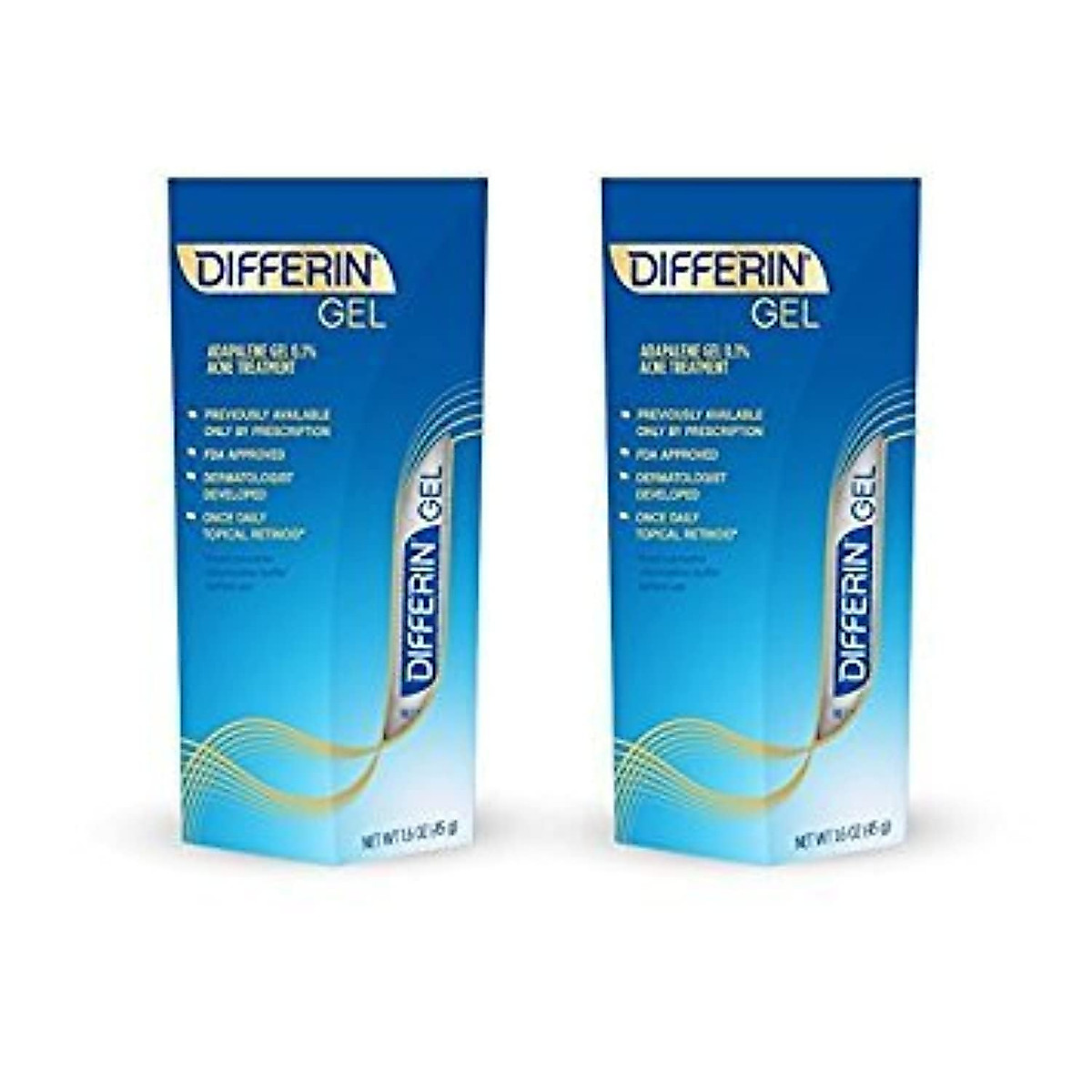 Differin Adapalene Gel 0.1% Acne Treatment, 45 gram, 180-day supply, 1.6 Ounce (Pack of 2)