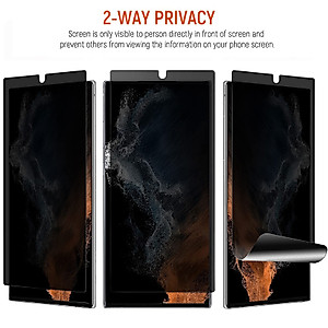Galaxy S22 Ultra Privacy Screen Protector, [Case Friendly] [Support Fingerprint Unlock] Soft Film for Samsung Galaxy S22 Ultra 5G (6.8"), Full Adhesive, Anti-Scratch, 3D Curve Fit, Touch Sensitive