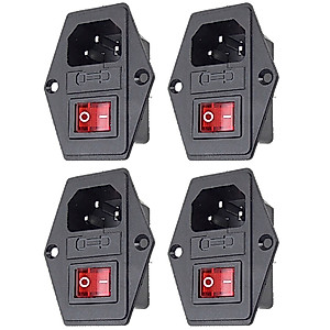 CESS AC Power Socket Inlet Module, 4 Pack, 10A 250V, Male Plug with Fuse Switch