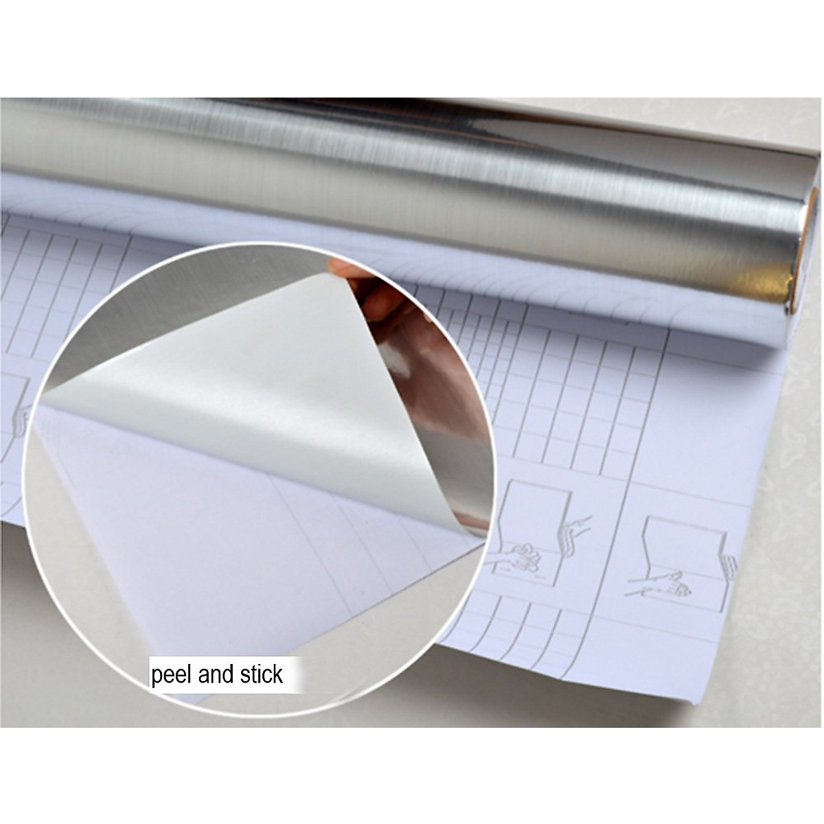 GLOW4U Peel and Stick Brushed Stainless Steel Contact Paper Self Adhesive Vinyl Film Shelf Liner for Covering Backsplash Oven Dishwasher Pantry Appliances (24 x 117, Silver)