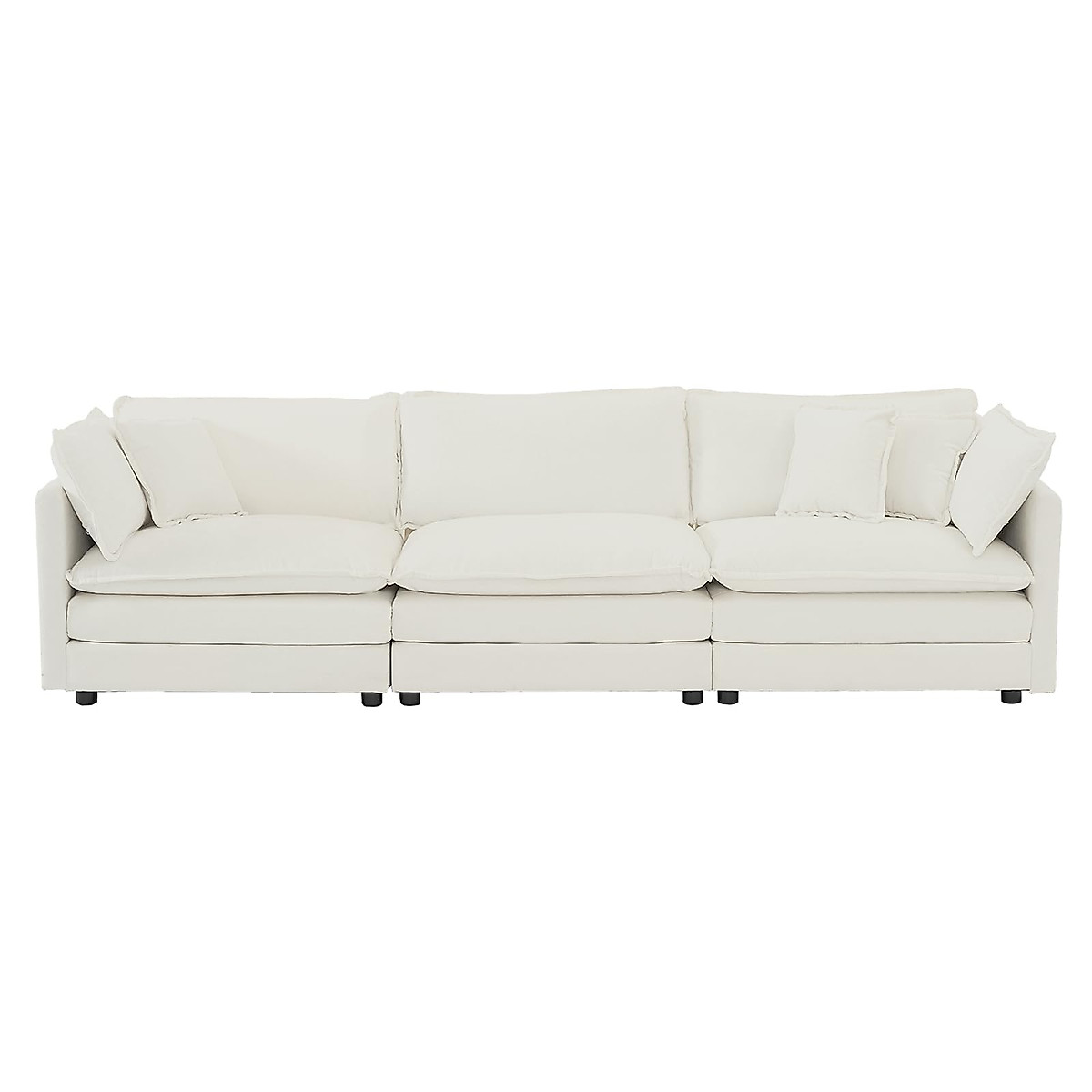 Neylory Oversized Modular Sectional Chenille Fabric Sofa Set,Extra Deep Seat Cloud Couch, Modular Sectional Couch,115 inch Width,3 Seat Modular Sofa Beige