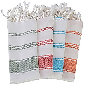 (SET of 8) Turkish Cotton Hand Face Head Guest Gym Towel Set Peshtemal Washcloth Kitchen Tea Towel Dish Cloth Set (MultiColor)