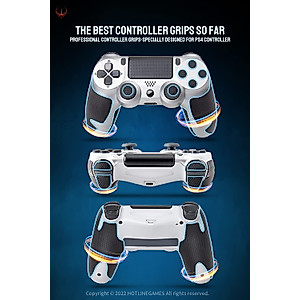 HOTLINEGAMES 2.0 Plus Controller Grip Compatible with PS4 DualShock 4 Controllers Grips Tape, Textured Soft Skin Kit, Pre-Cut, Easy to Apply, Sweat-Absorbent (for Handle Grips+Buttons+Triggers)