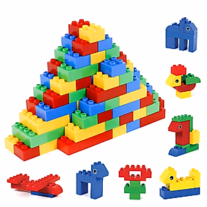 Brickyard Building Blocks 177 Pieces Large Building Block Toys for Children Ages 1.5-5, Bulk Block Set, Compatible with Duplo (177 pcs)