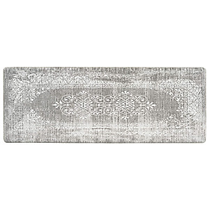 Rugshop Distressed Traditional Vintage Design Anti Fatigue Standing Mat 18" x 47" Gray