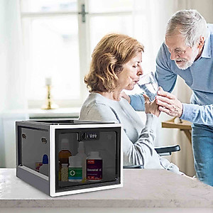 Gemaxvoled 2 Pack Medicine Lock Box, Large Capacity Premium Material Lockable Storage Bin Organizer Box for Safe Medication/Fridge Food/Snacks/Phone/Tablet Jail(Black)