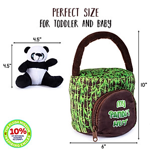 My Talking Plush Panda’s Hut Plush Toy Set | Includes 4 Talking Soft Plush Pandas | with A Plush Panda Hut Shaped Carrier | Great Gift for Baby and Toddler Boys or Girls