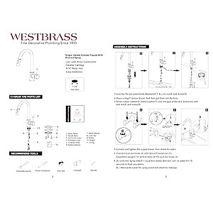 Westbrass KD07A-62 17" Single Handle Kitchen Faucet with Adjustable Pull Down Sprayer, Matte Black