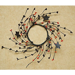 Halloween Mix Candle Ring Orange Black with Stars | 2 Pc | 4 inch Pip Berry