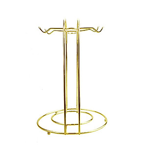 YY YEARCHY Coffee Mug Holder, Espresso Cups Holder Cup Drying Rack Cups Drainer Stand Metal Mug Tree Cups Organizer with 4 Hook Hangers for Kitchen Counter and Tea Party(Gold)