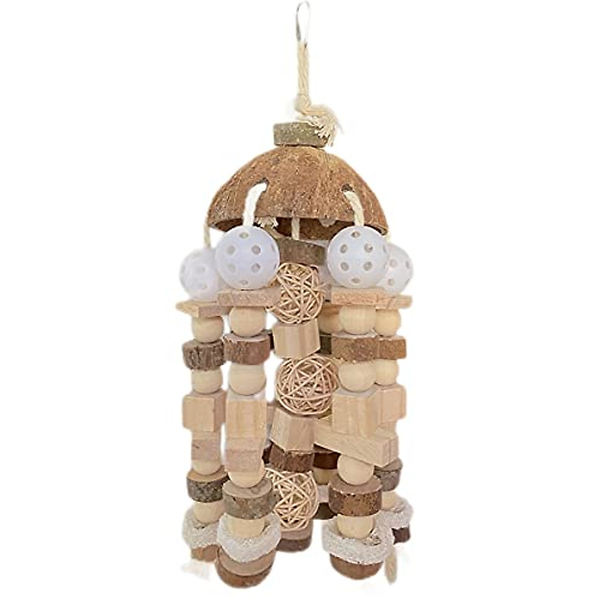 AIRUIFENG Bird Parrot Toy, Large Parrot Toy Natural Wood Blocks Chewing Toy for African Grey Cockatoos Amazon Conure Eclectus Medium Large Parrot Birds