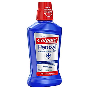 Colgate Peroxyl Antiseptic Mouth Sore Rinse, Alcohol Free, 1.5% Hydrogen Peroxide, Mild Mint, 8.4 Fl Oz (Pack of 1)
