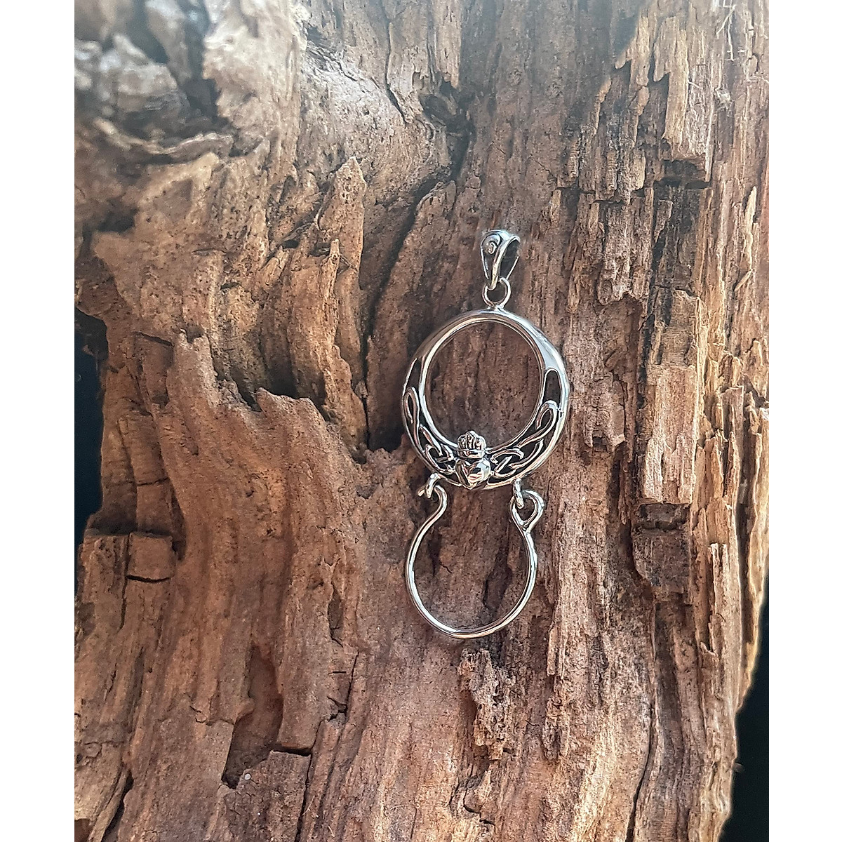 Jewelry Trends Claddagh Celtic Knot Charm Holder Keepsake Sterling Silver Pendant