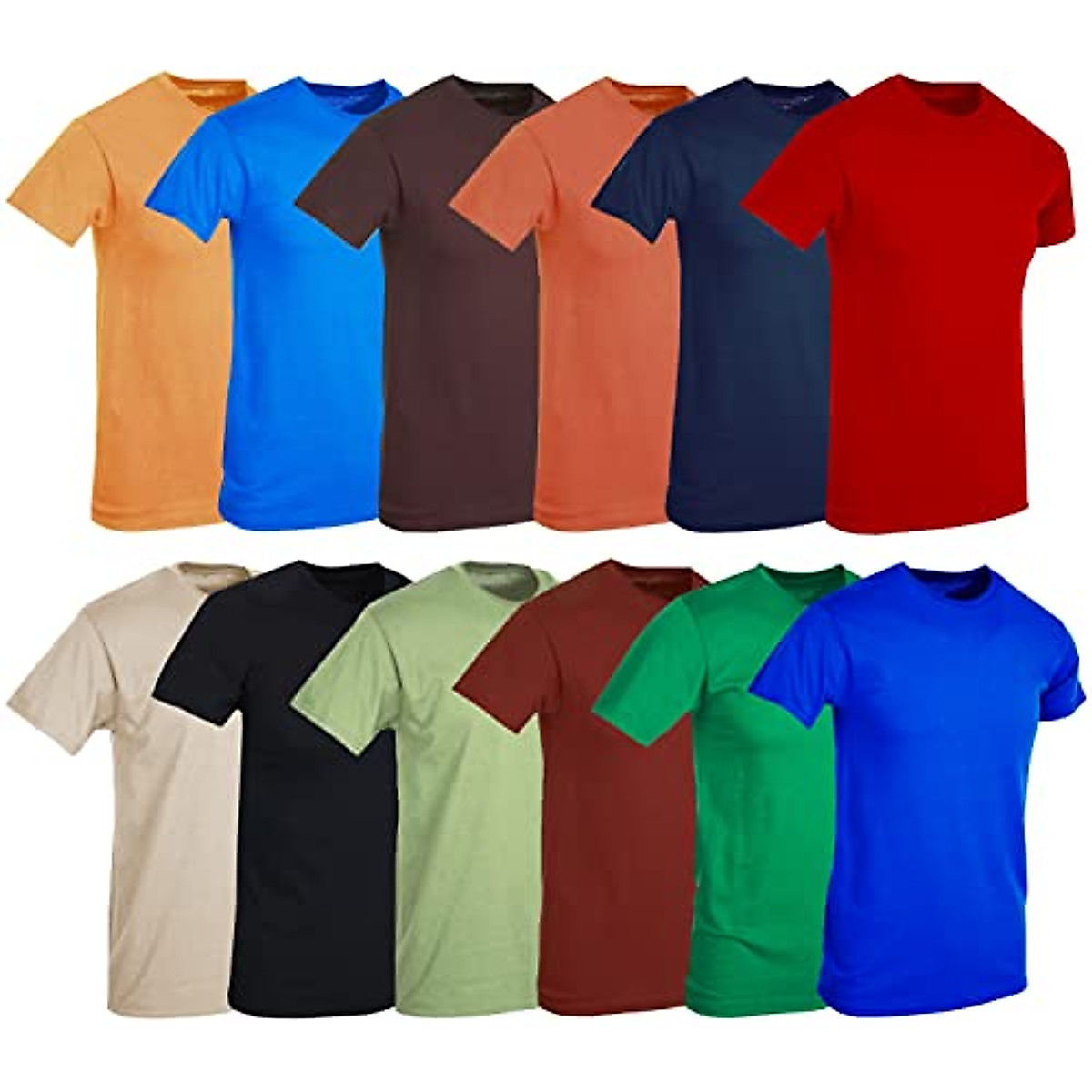 SOCKS'NBULK 12 Pack Mens Cotton Crew Tshirts, Assorted Wholesale Sleeve Tee Shirts (Mix Short Sleeve B, 2X-Large)
