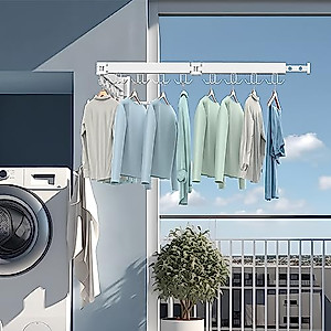 GLDDAO Wall Mounted Drying Rack,Wall Foldable Drying Rack Clothing Wall Mounted,Collapsible Drying Racks for Laundry Wall,Clothes Drying Rack Wall Mount,Retractable White