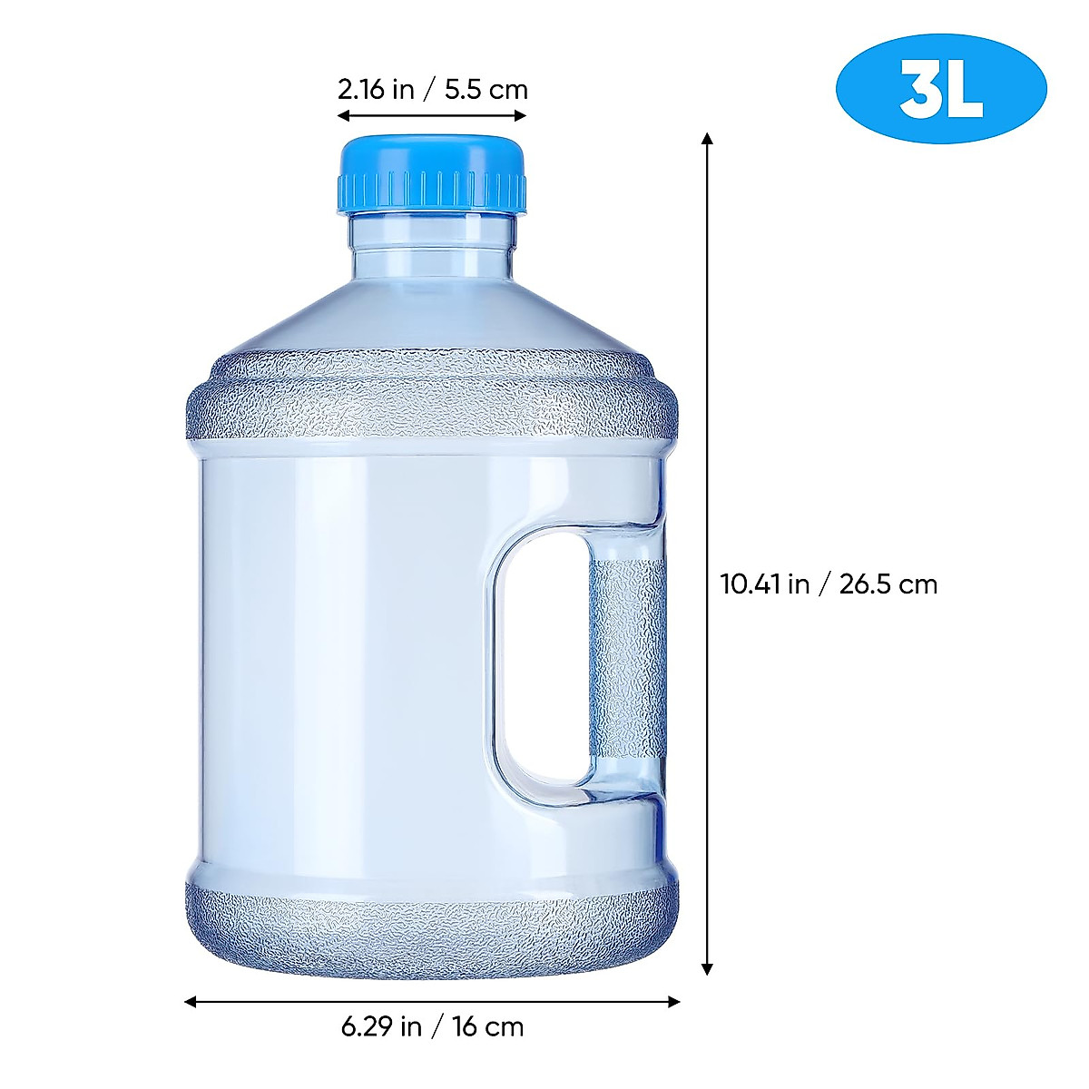 INOOMP 2 Pieces Water Bottle Water Jug Round Plastic Water Bottle with Handle Reusable Leak Proof Water Bottle for Gym Sports Office Daily Cold Liquids Drinking Use, Blue (1 Gallon)