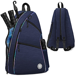 GIGAPOWER Pickleball Bag | Men's and Women's Pickleball Backpack | Adjustable Sling Bag | Reversible Crossbody Sports Backpack with Colorful Light Reflective, Navy