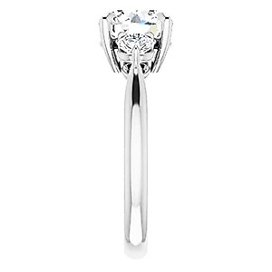 JEWELERYIUM 2 CT Round Colorless Moissanite Engagement Ring, Wedding Bridal Ring Set, Eternity Sterling Silver Solid Diamond Solitaire 4-Prong Anniversary Promise Gift for Her (4)