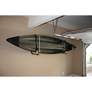 Suspenz Deluxe Kayak Canoe SUP Storage Rack, Adjustable Wall Hangers/Hooks, Indoor & Outdoor Use, Safety Straps, Stores Boats Up to 125 lbs (11-0111)