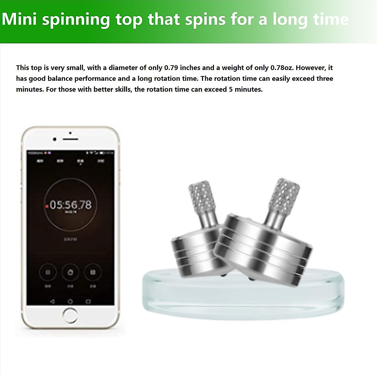 CHEETOP Stainless Steel Spinning Top, Precision Mini Desktop Gyroscope, Kill Time Reduce Stress ADHD Toys, Perfect Balance Gyro (Style 4) Silver