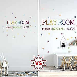 Playroom Wall Decor Kids Playroom Wall Decals Share Imagine Laugh DIY Wall Stickers for Nursery Playroom Decoration (Crazy Orange)