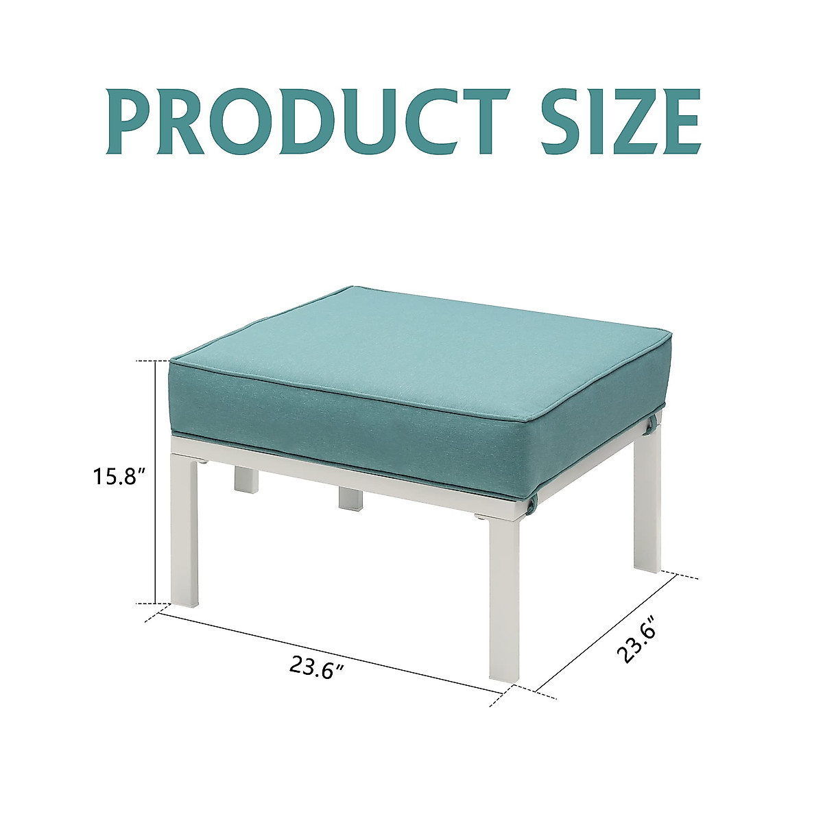 Green4ever 2 Pieces Patio Furniture Outdoor Ottomans, All-Weather Aluminum Outdoor Footstool Footrest Small Seat with Cushions for Garden Yard Deck Poolside, White